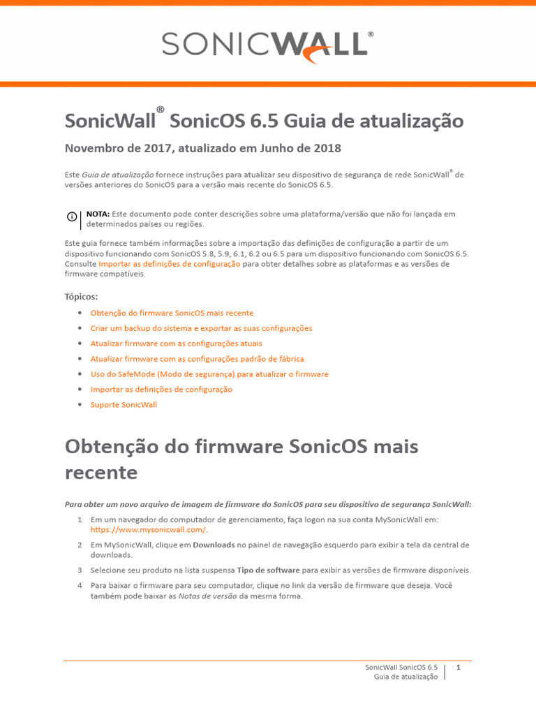 sonicos-6-5-upgrade-guide-pt | PDF | Inicialização (informática ...