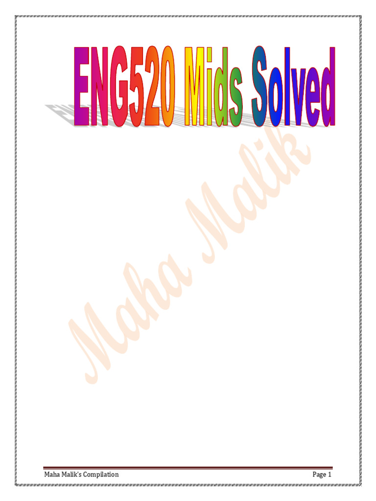ENG520 Mids Solved by Maha Malik | PDF | Educational Assessment | Multiple Choice