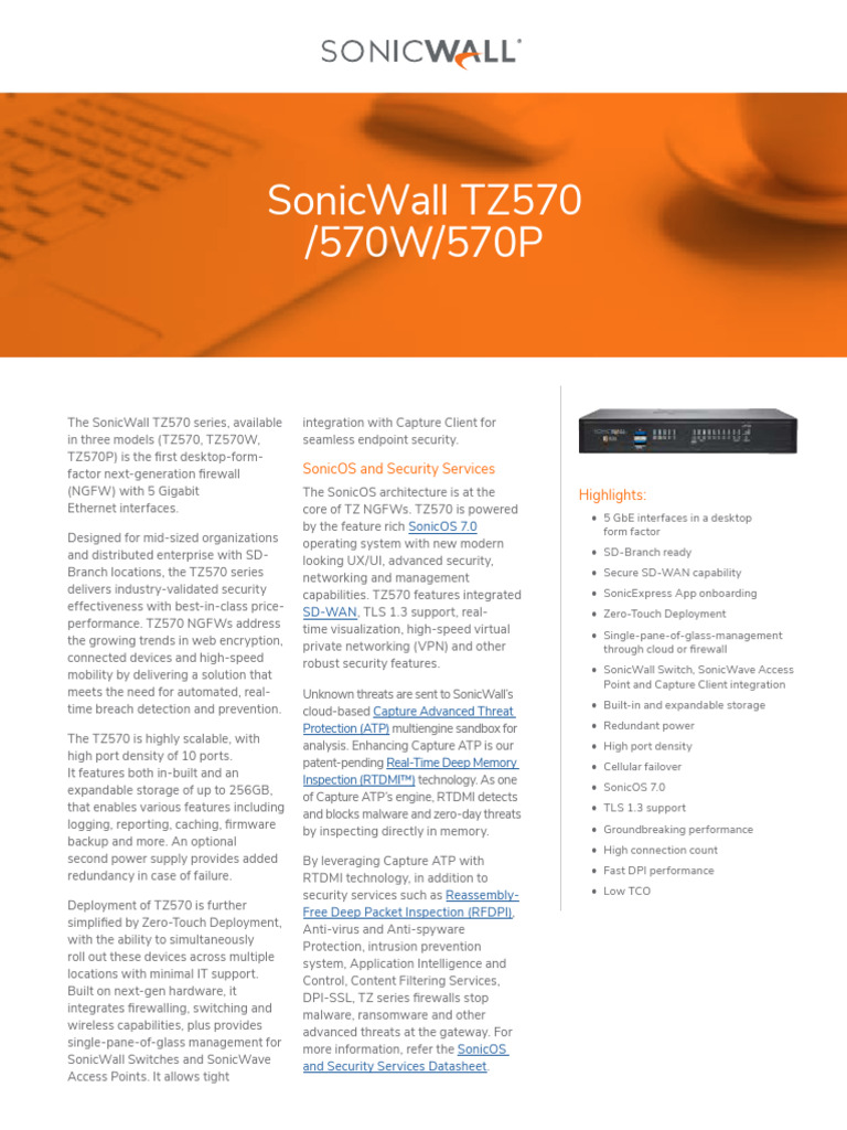 Datasheet TZ570 US FINAL | PDF | Ieee 802.11 | Virtual Private Network
