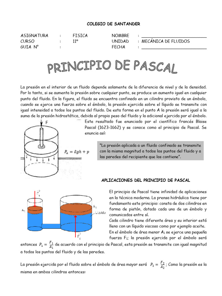 Aplicaciones del Principio de Pascal | PDF | Materia suave | Mecánica de fluidos