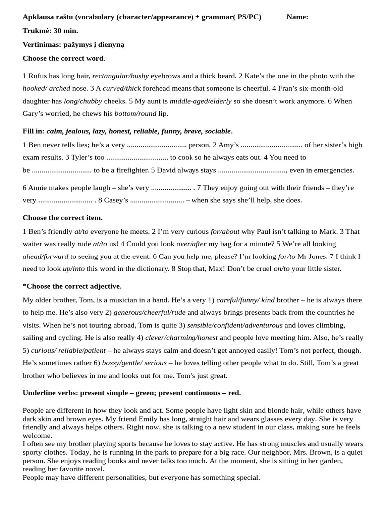 III kl. apklausa raštu | PDF | Linguistics