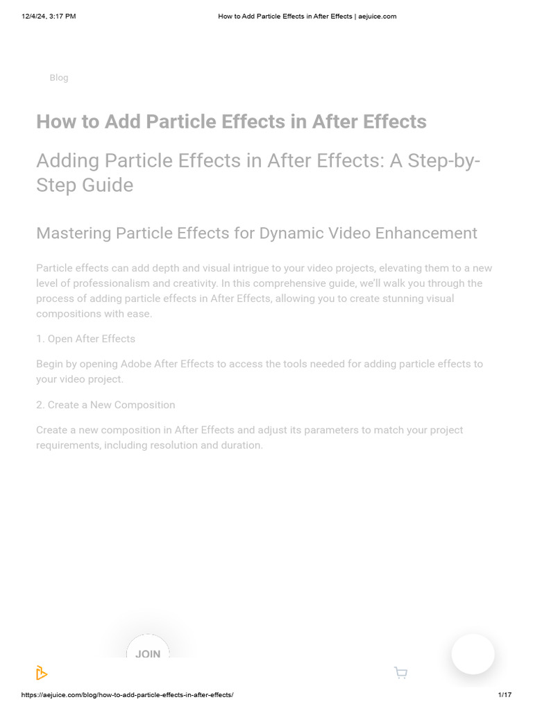 How To Add Particle Effects in After Effects | PDF