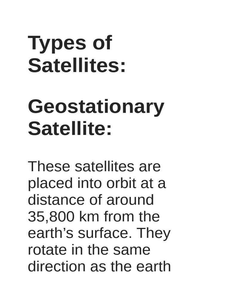 Types of Satellite | PDF