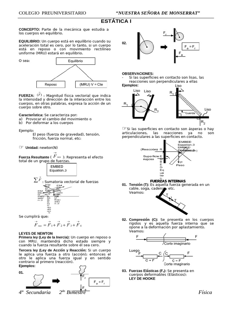 Estatica | PDF | Fuerza | Las leyes del movimiento de Newton