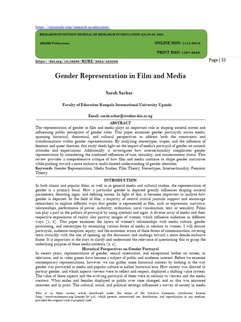 Gender Representation in Film and Media (WWW - Kiu.ac - Ug) | PDF ...