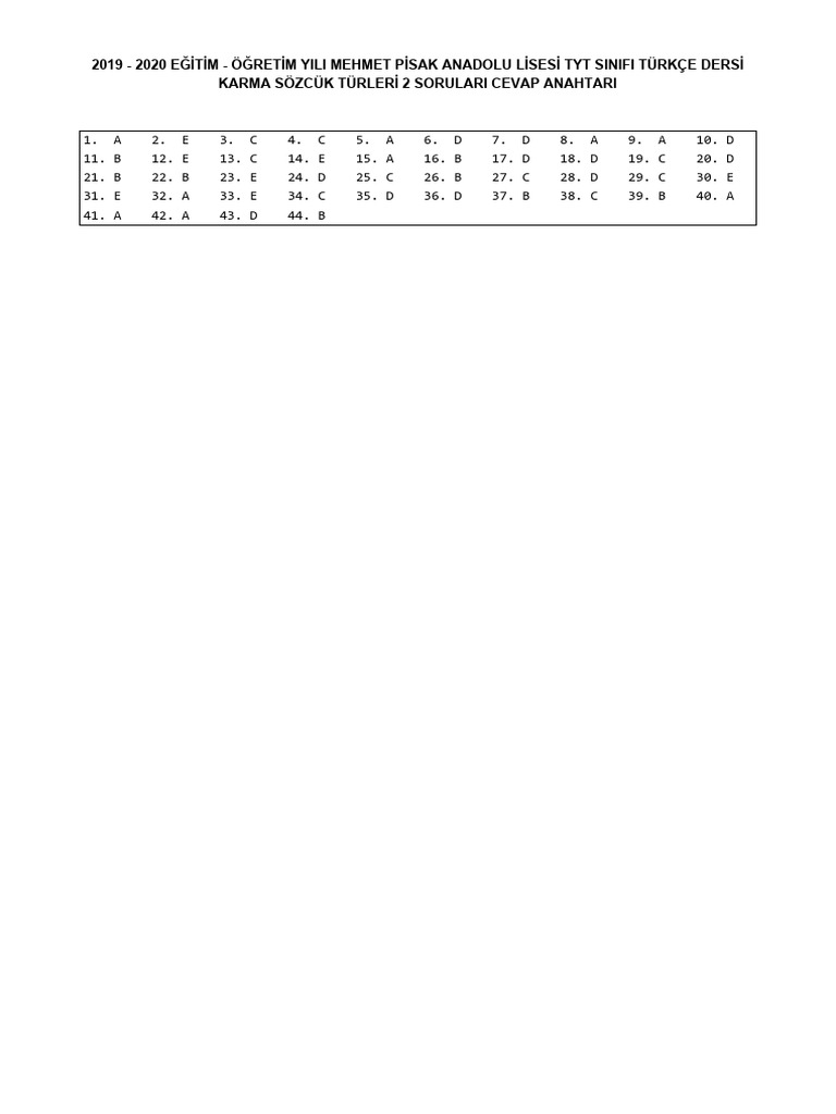 26145341 Kar. Soz.tur. 3 Mpal Cevap Anahtari 1 | PDF