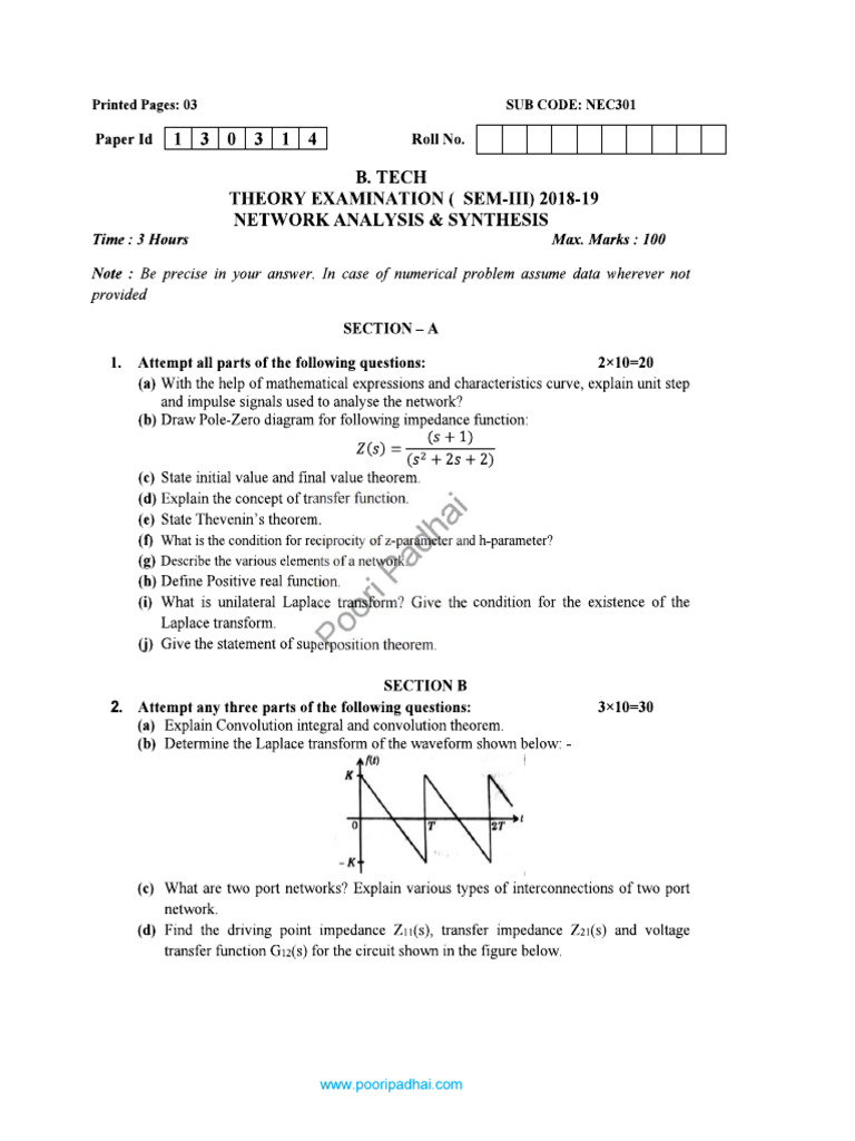 Network Analysis Synthesis NEC301 | PDF