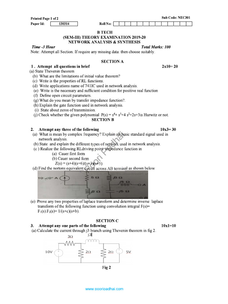 Network Analysis and Synthesis NEC301 | PDF