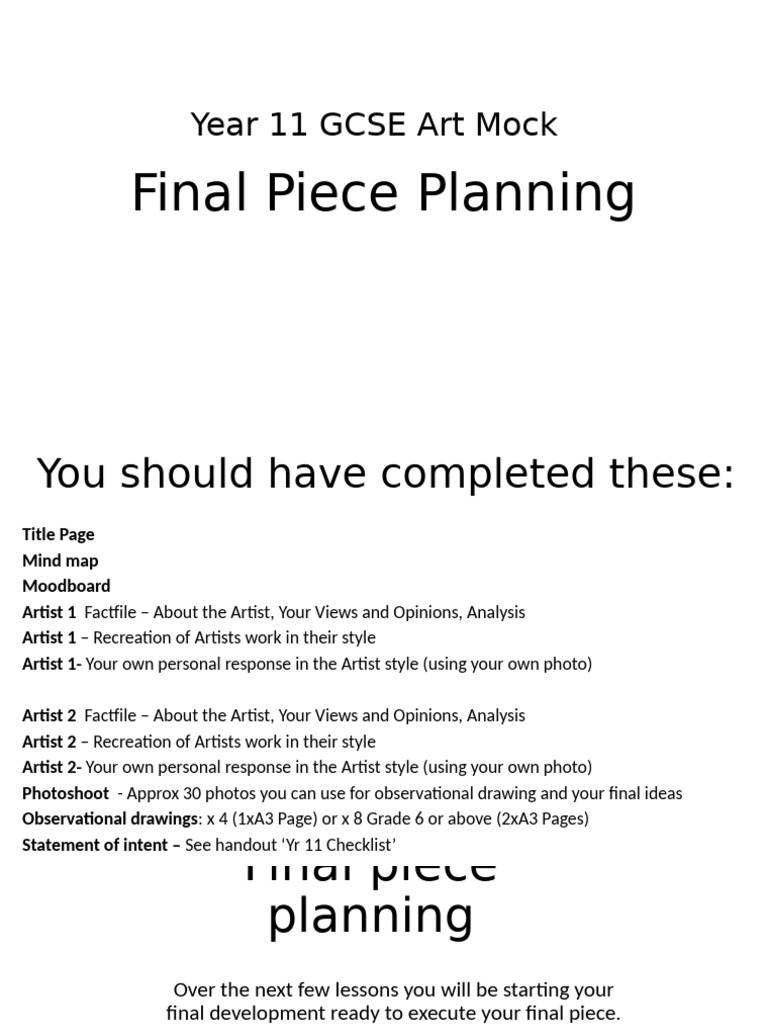 Year_11_GCSE_-_Final_Piece_Planning | PDF | Drawing