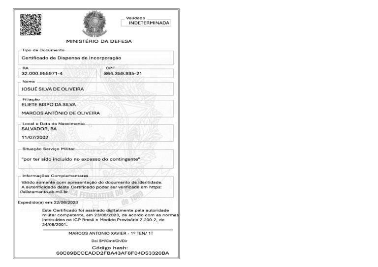 03 CDI Certificado de Dispensa de Incorporacao Exercito | PDF