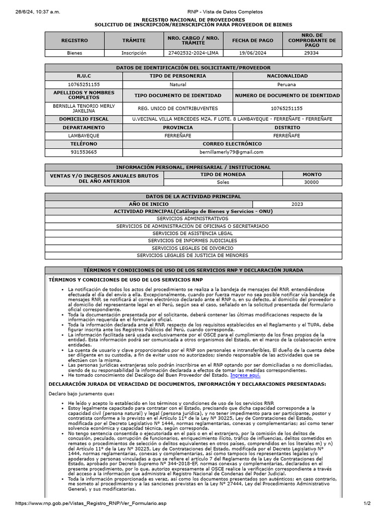 RNP - Vista de Datos Completos | PDF | Documento de identidad | Gobierno