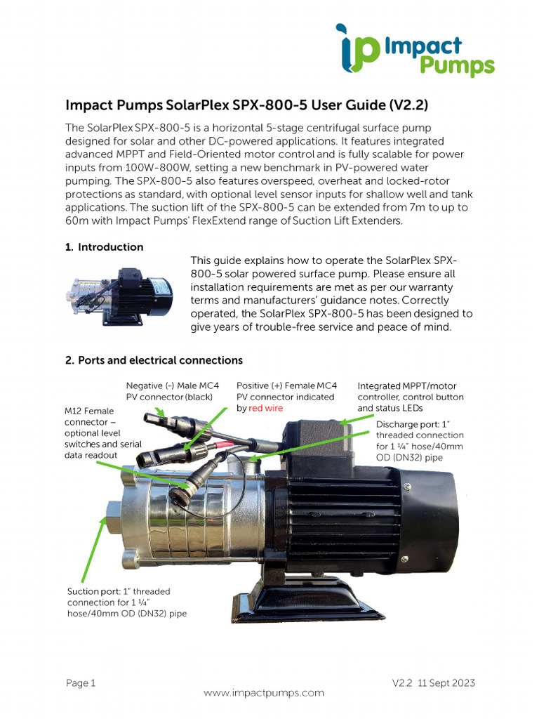 SOLARPLEX SPX 800 5 Userguide v2.2 110923 | PDF