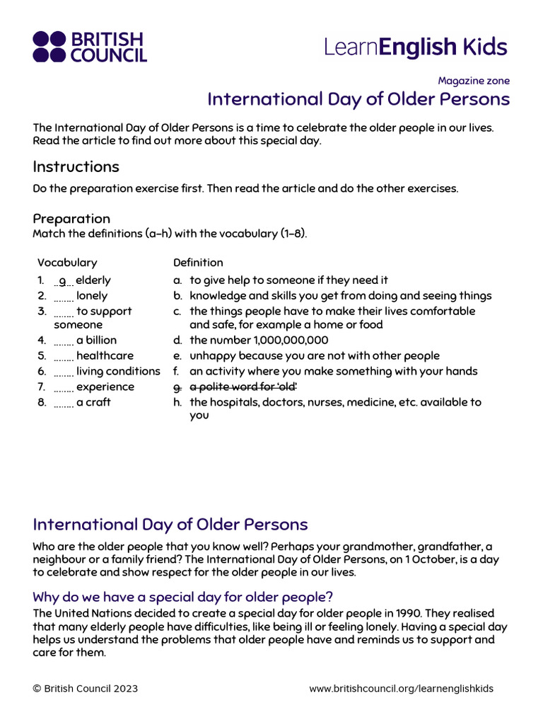 Celebrate Older Persons Day Activities | PDF | Old Age