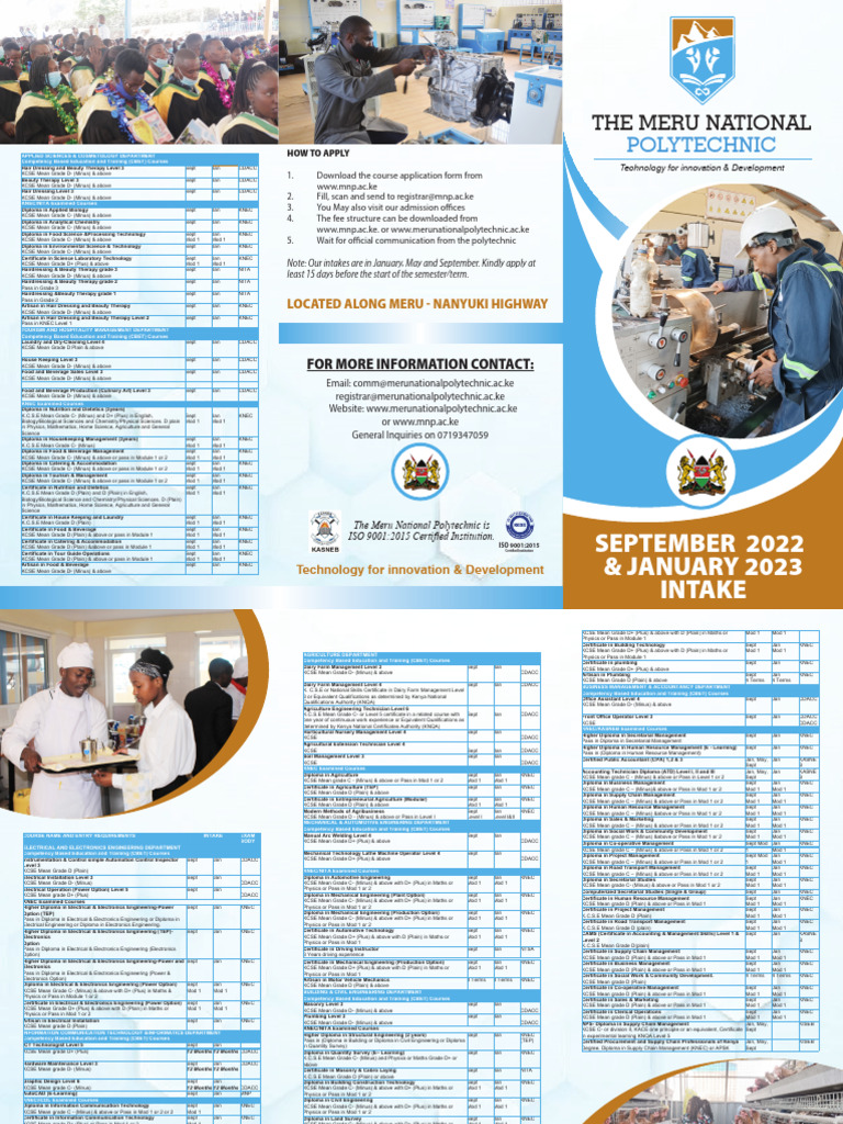 Meru Poly Brochure Sep 2022 Jan 2023 | PDF | Diploma | Accountant