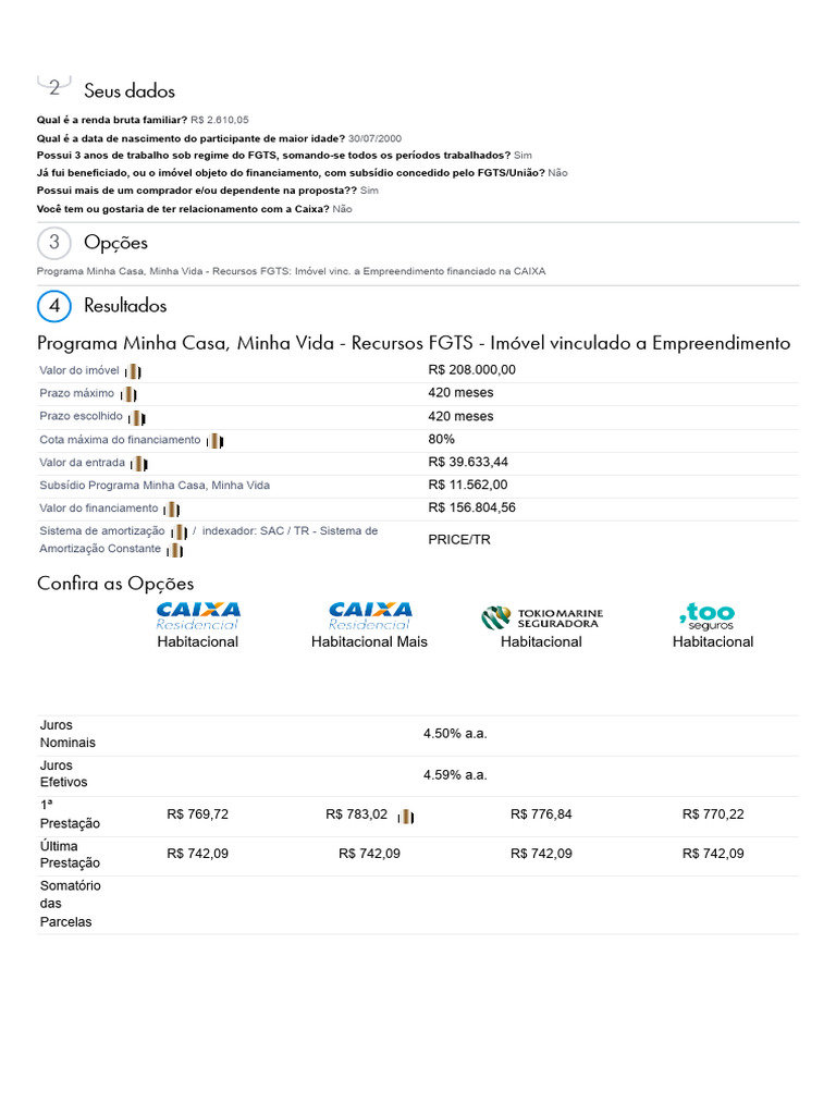 Simulador Habitacional CAIXA - Carolina Arruda | PDF