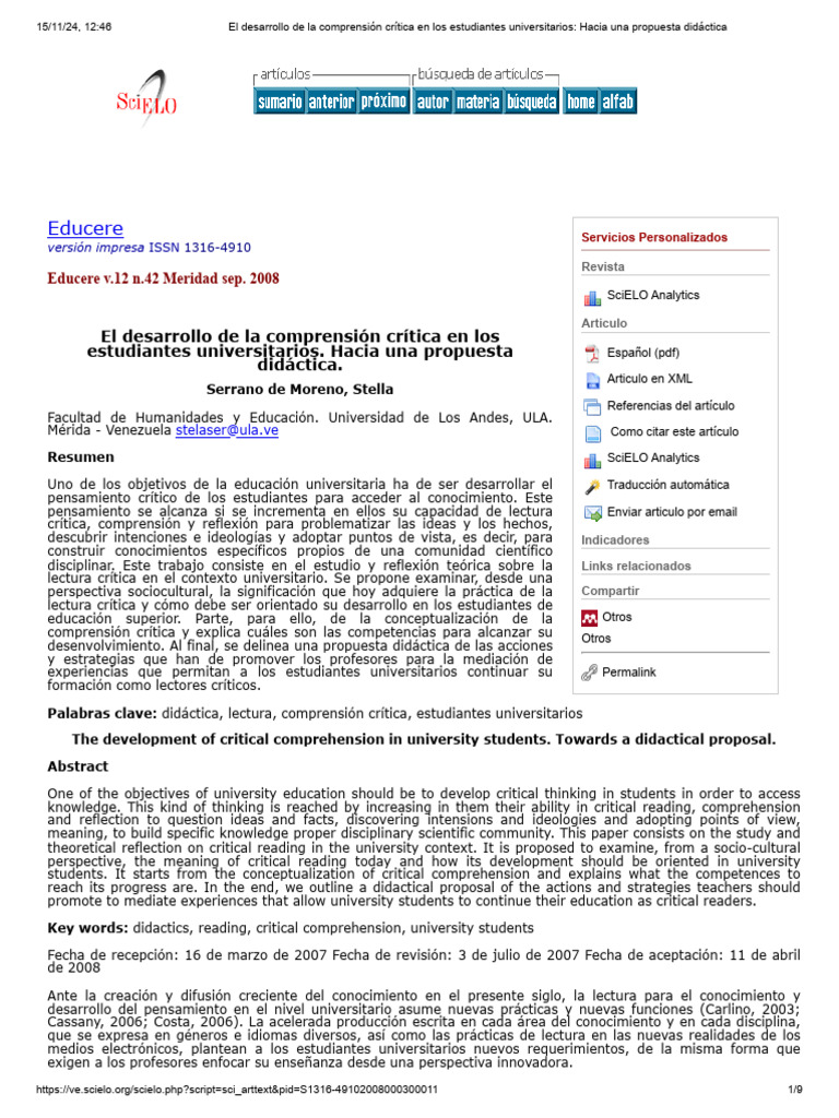Desarrollo de la comprensión crítica universitaria | PDF | Pensamiento ...