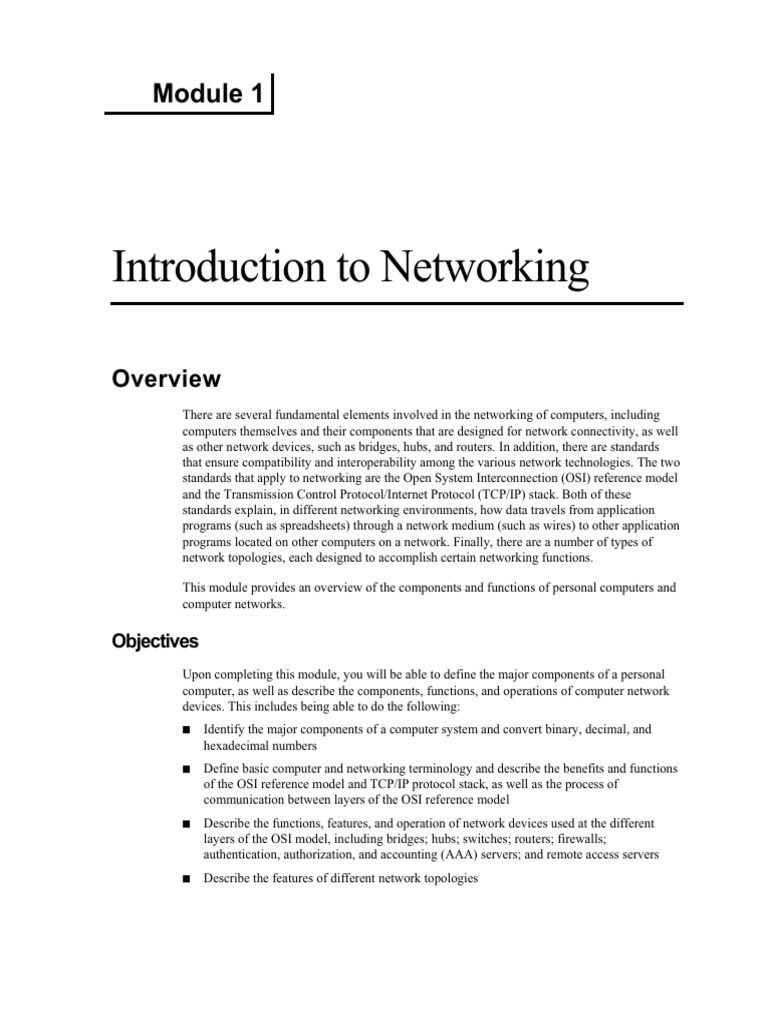 U1 Lectura 1.- Introduction to Networking | PDF