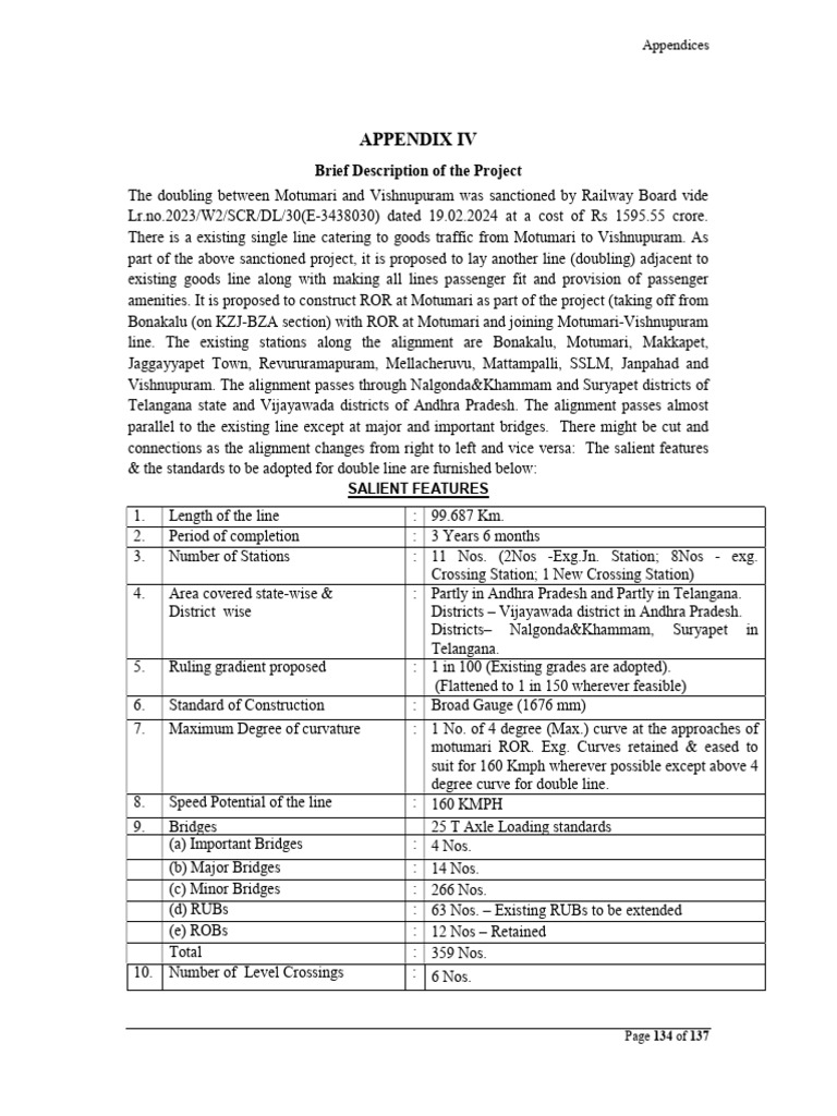 Project Description & Salient Features | PDF | Track Gauge ...