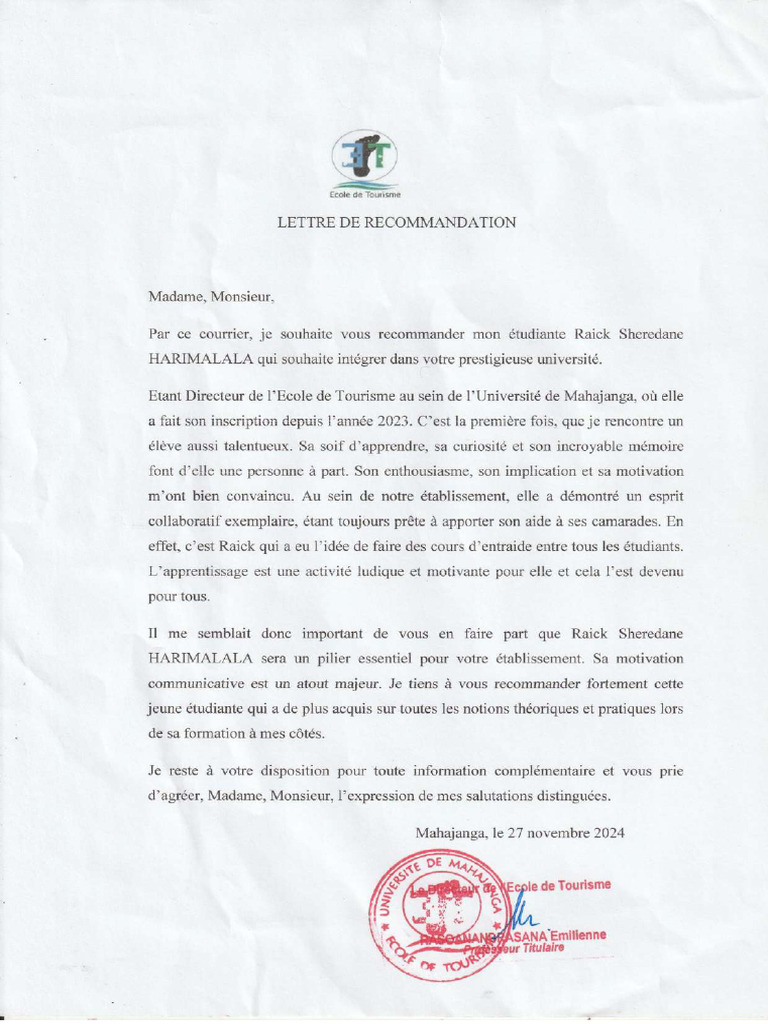 Lettre de Recommandation_compressed | PDF