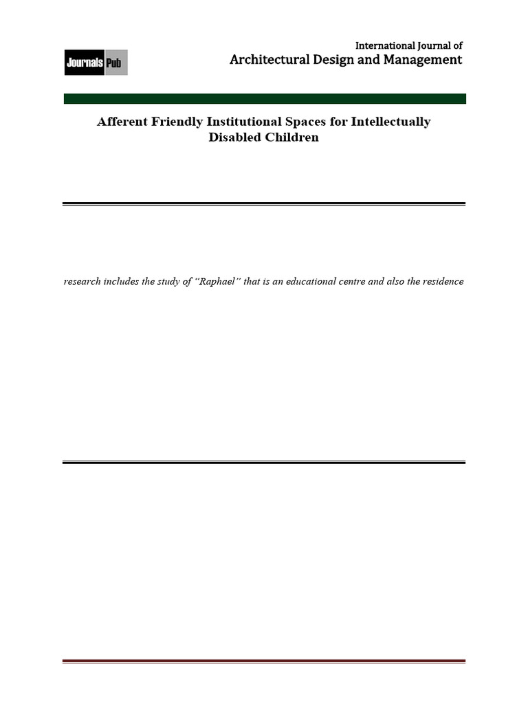 Afferent Friendly Institutional Spaces For Intellectually Disable | PDF ...