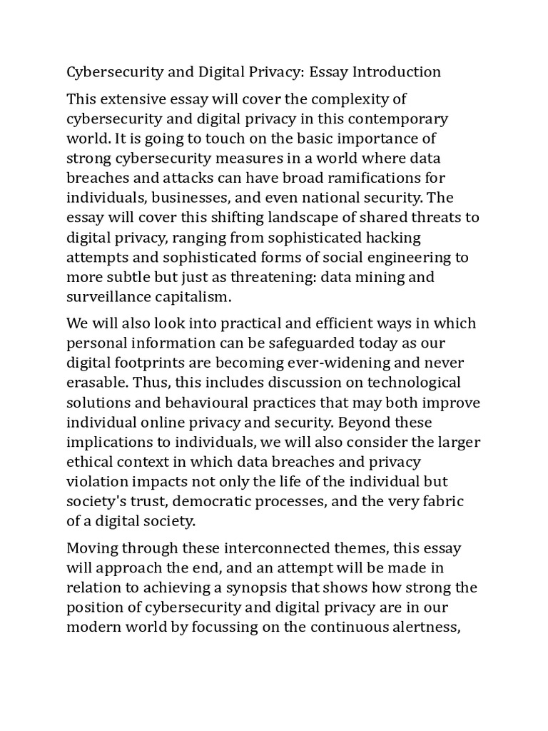 Cybersecurity and Digital Privacy - Unplagarised | PDF | Security ...