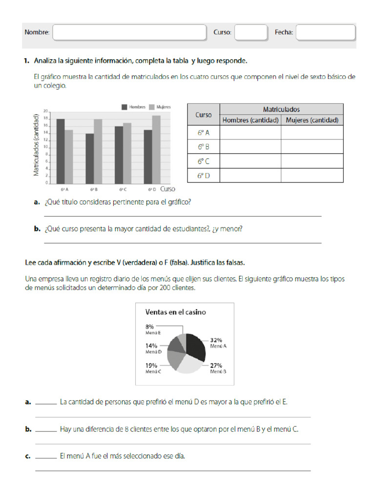 Prueba 6to - Unidad 4 - Matemática | PDF