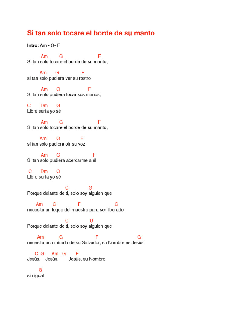 Si Tan Solo Tocare El Borde de Su Manto: Por Un Destello de Tu Gloria | PDF