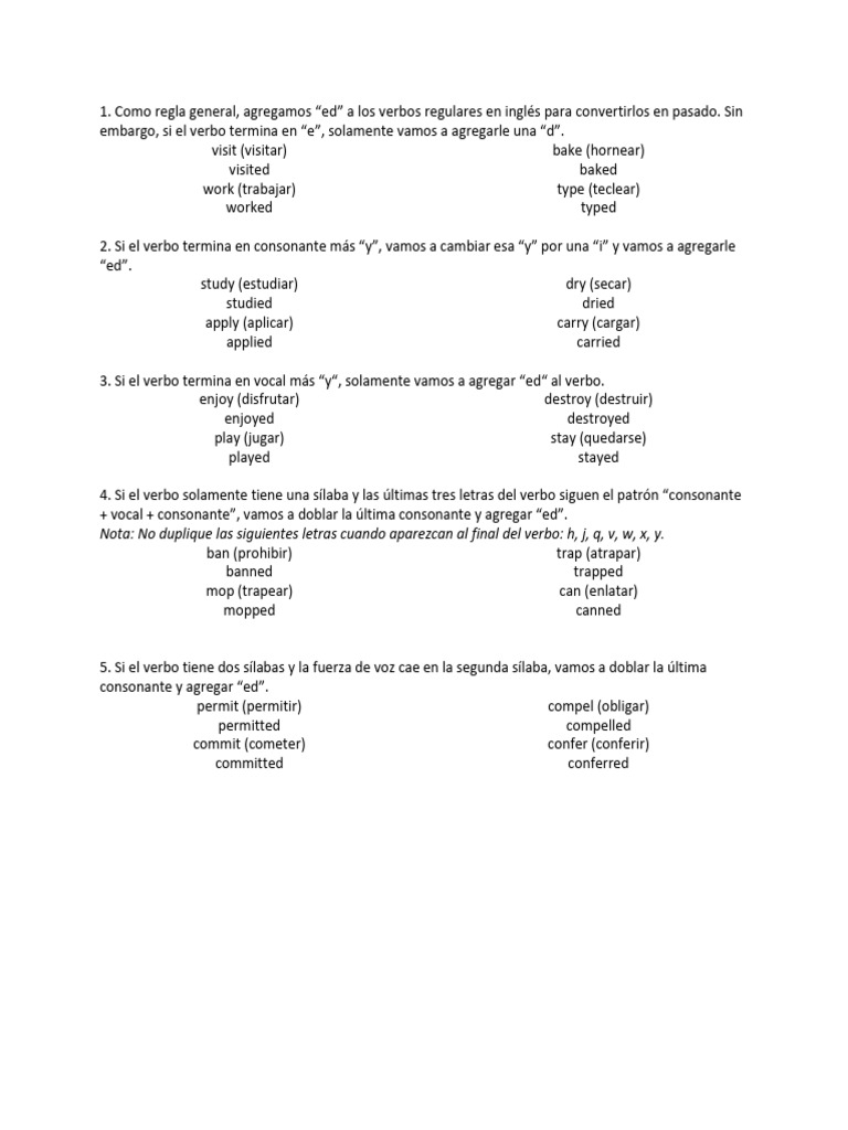 Ortografia Verbos Regulares Pasado | PDF | Lingüística | Fonética
