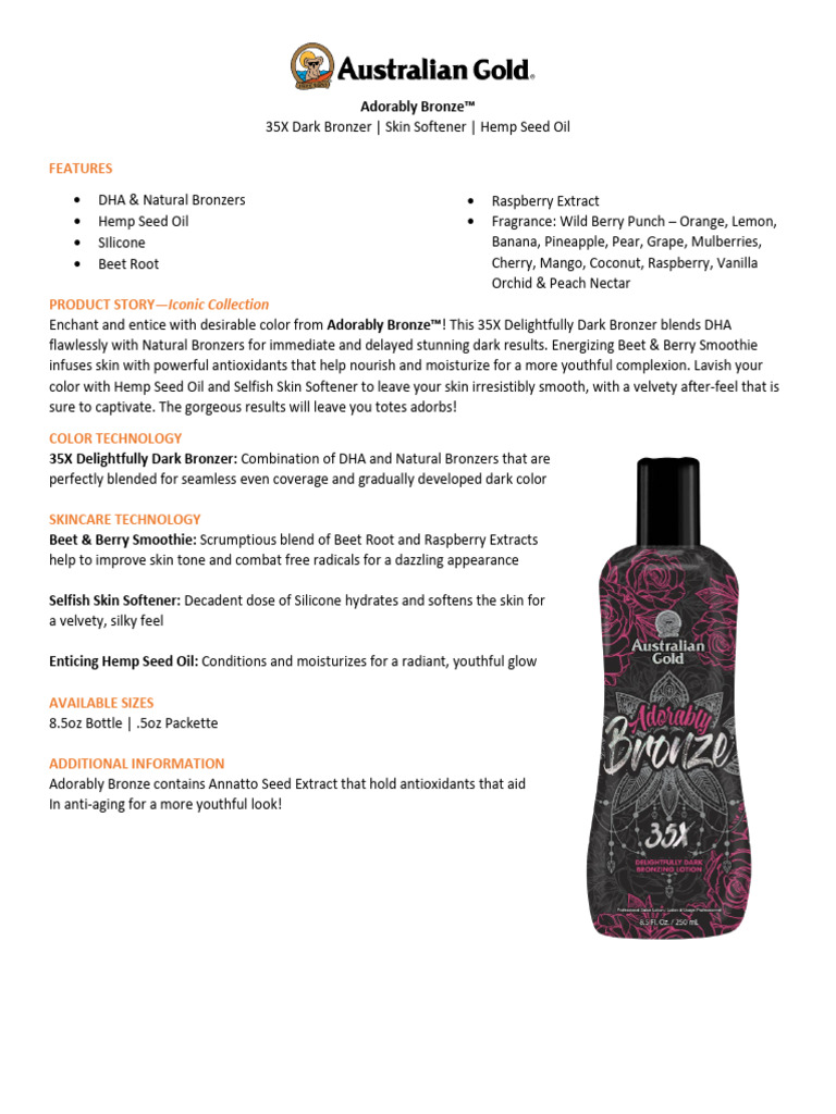 Adorably Bronze Sales Fact Sheet | PDF