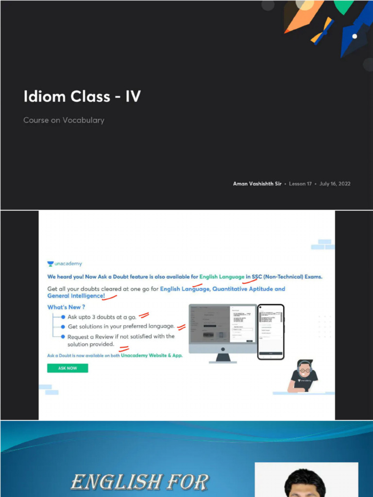 Idiom Class - IV With Anno 1660906679478 | PDF