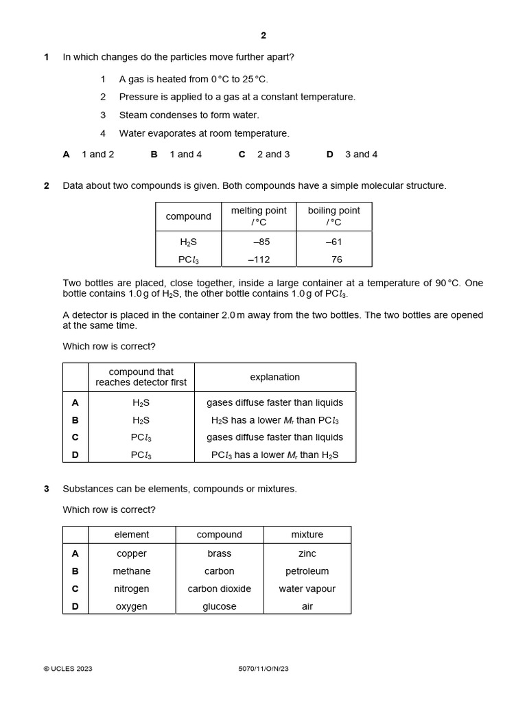 O Level Chemistry Past Paper Questions | PDF | Chlorine | Oxide