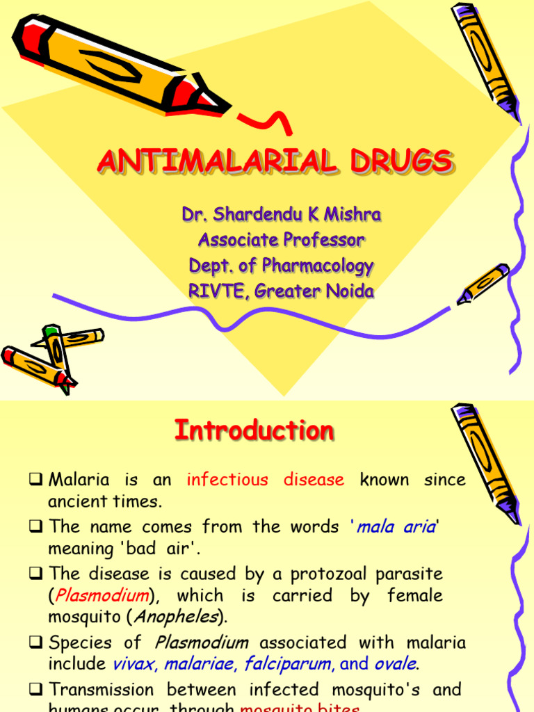 Antimalarial Drugs Overview and Treatment | PDF | Malaria | Plasmodium ...