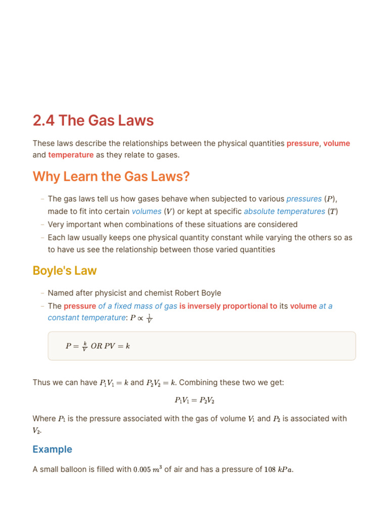 2.4 The Gas Laws | PDF