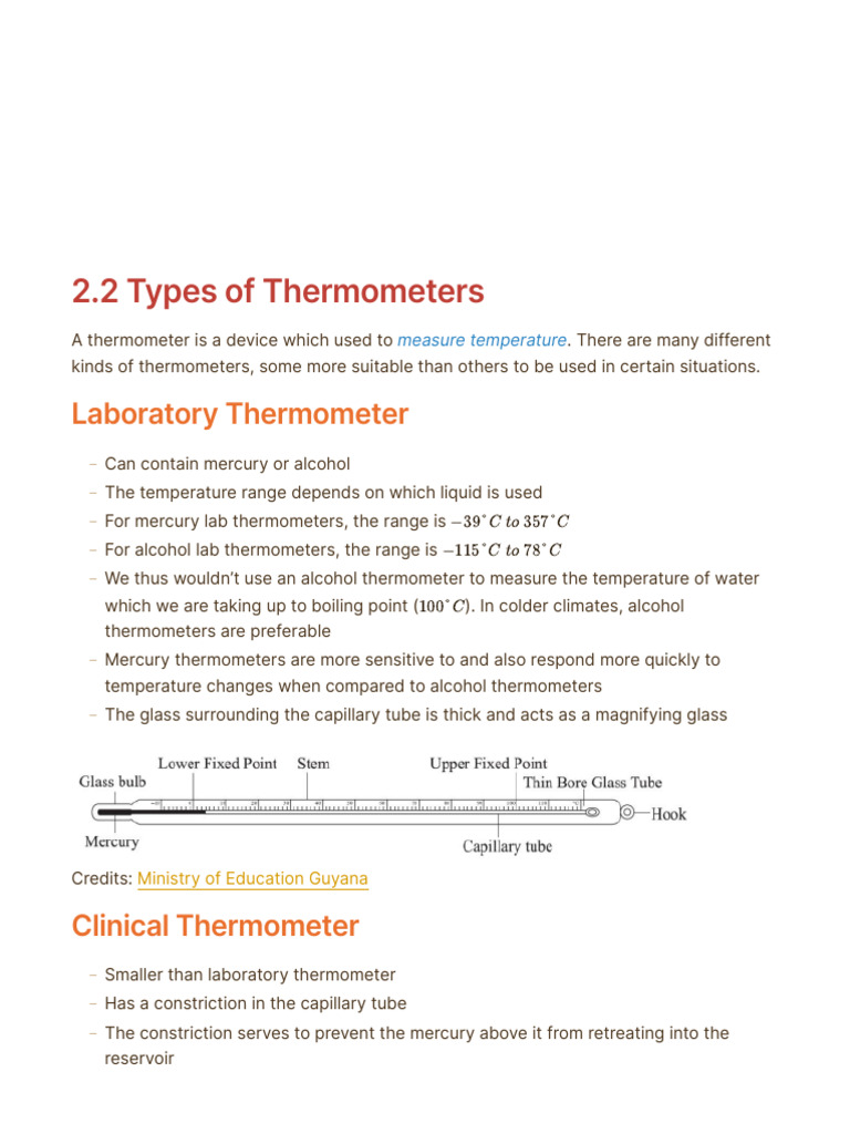 Types of Thermometers Explained | PDF