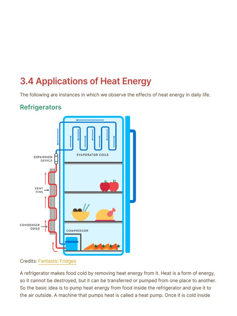 3.4 Applications of Heat Energy | PDF | Refrigerator | Evaporation