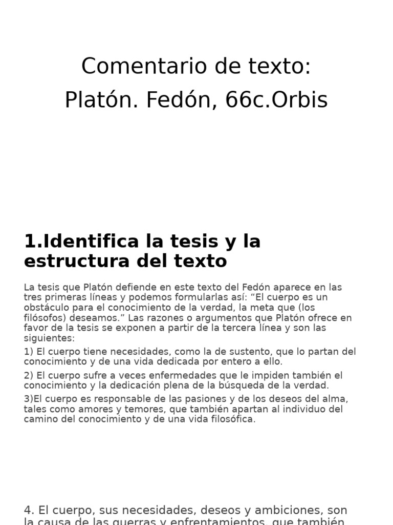 Comentario de Texto Fedón, Platón | PDF
