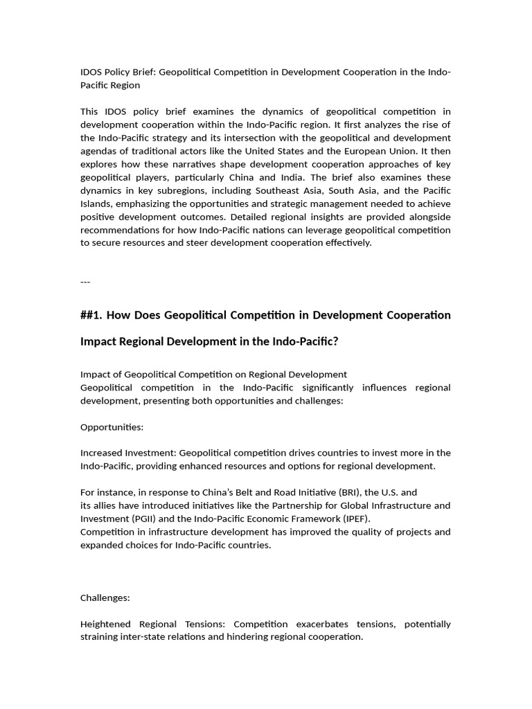 indo Pacific development | PDF | Geopolitics | Competition