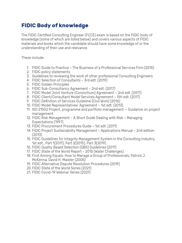 FIDIC Body of Knowledge | PDF