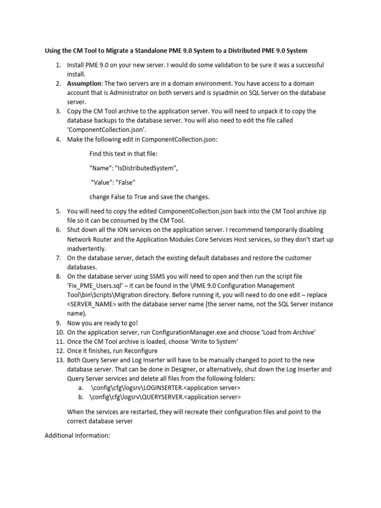 Using The CM Tool To Migrate A Standalone PME 9 To Distributed | PDF ...