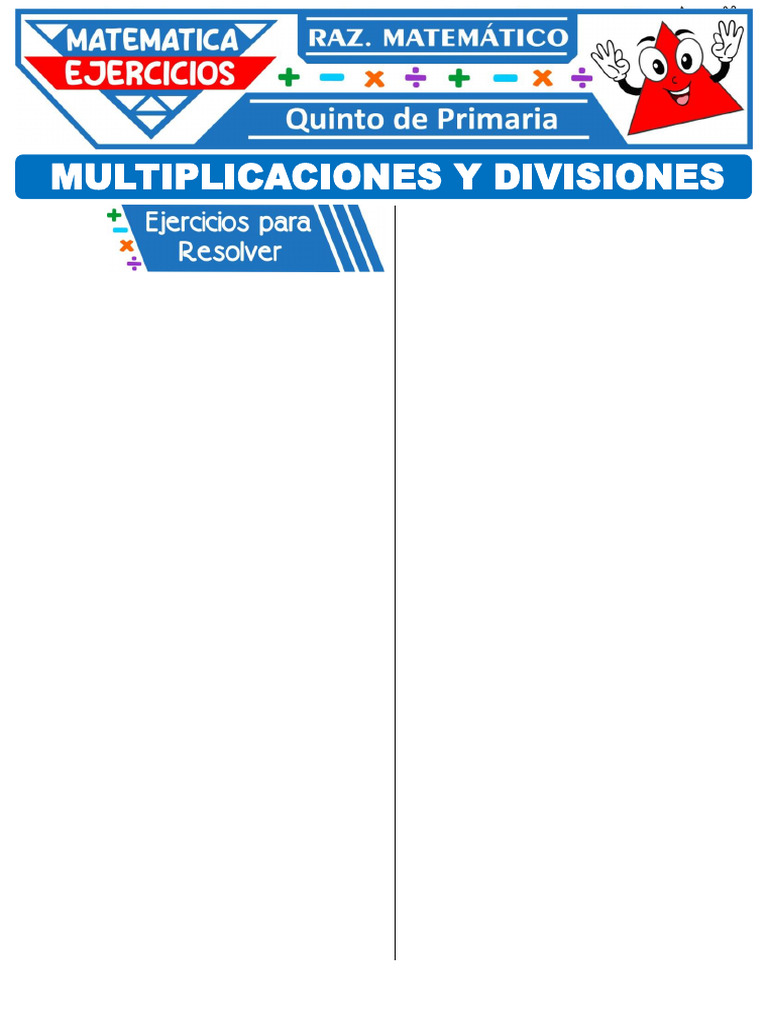 Multiplicaciones y Divisiones para Quinto Grado de Primaria | PDF ...