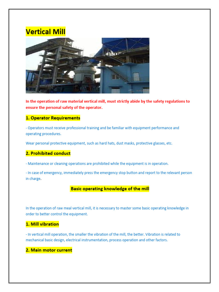 Vertical Raw Mill | PDF | Mill (Grinding) | Secondary Sector Of The Economy