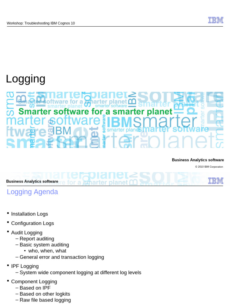 IBM Cognos 10 Logging Workshop | PDF
