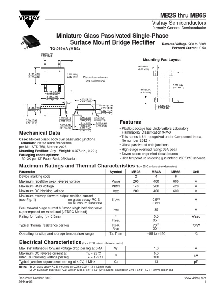 mb6s Graetz | PDF | Rectifier | Printed Circuit Board