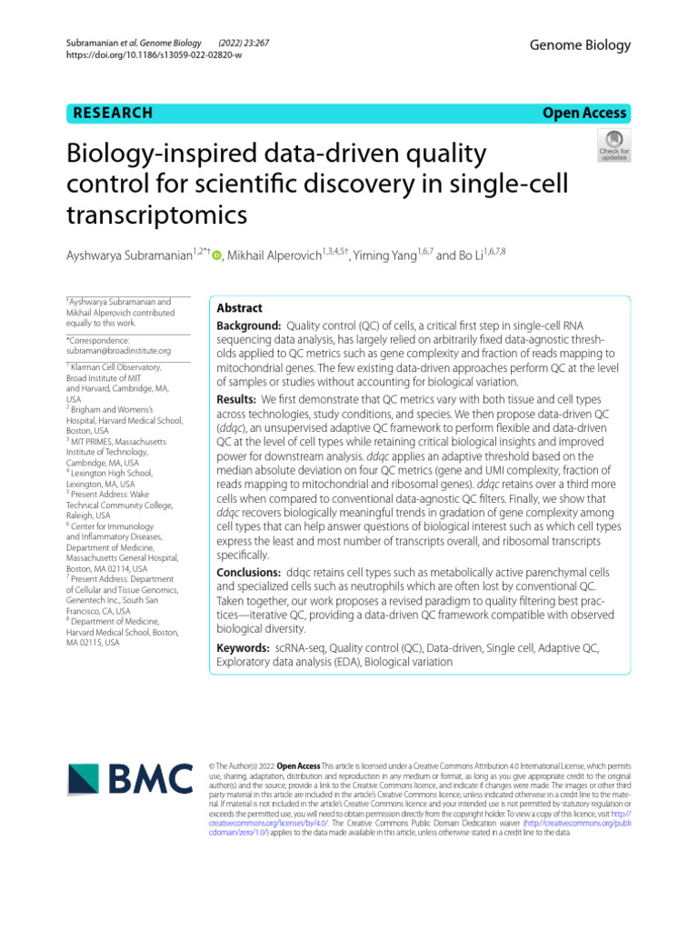 Biology-inspired data-driven quality control for scientific discovery in single-cell ...