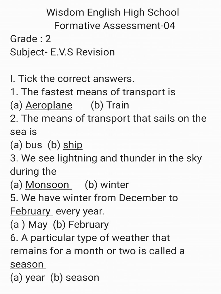 Revision paper Grade 2 | PDF