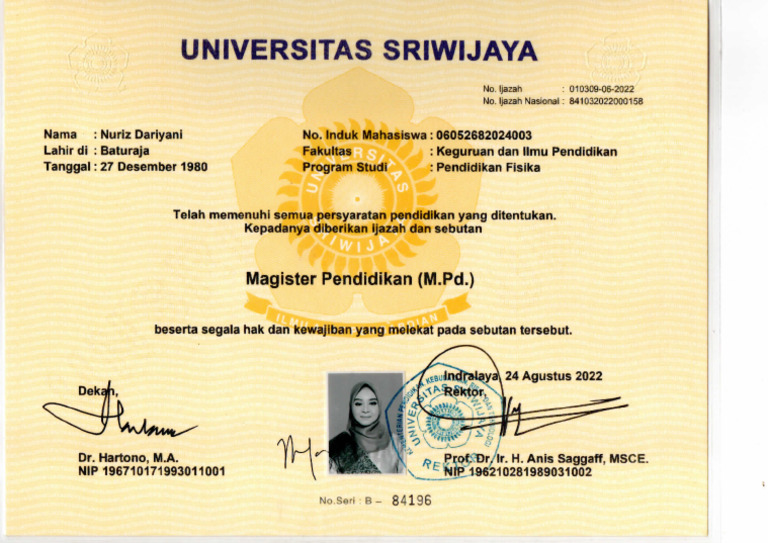 Ijazah s2 NRZ | PDF