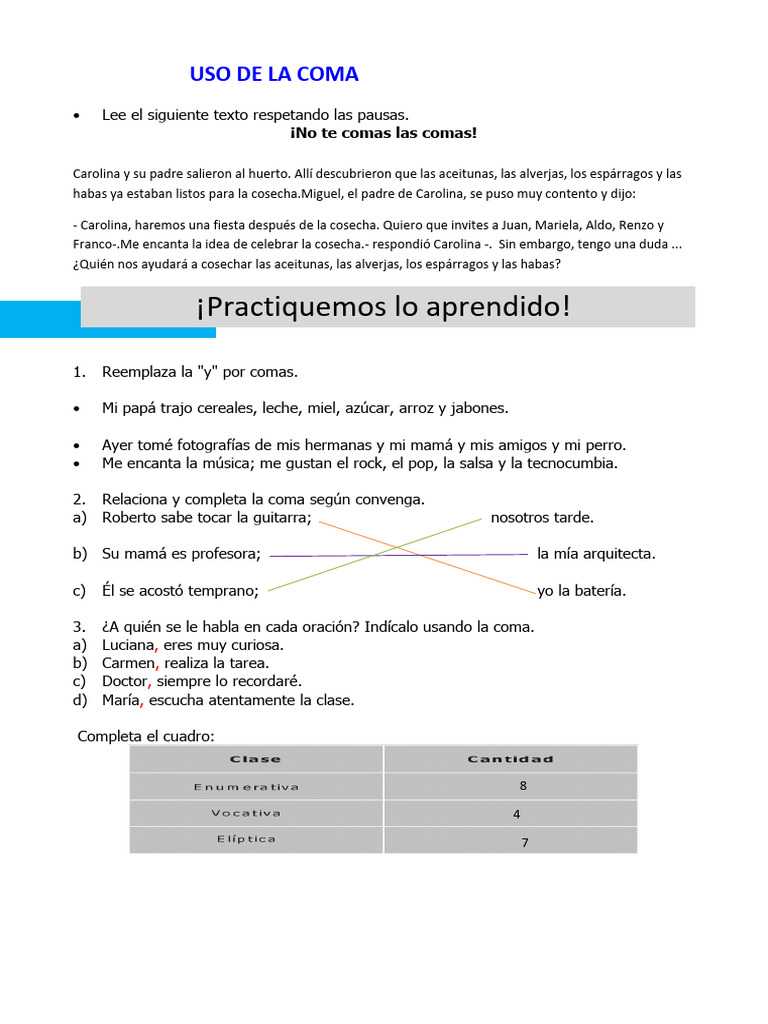 Clases de Coma | PDF