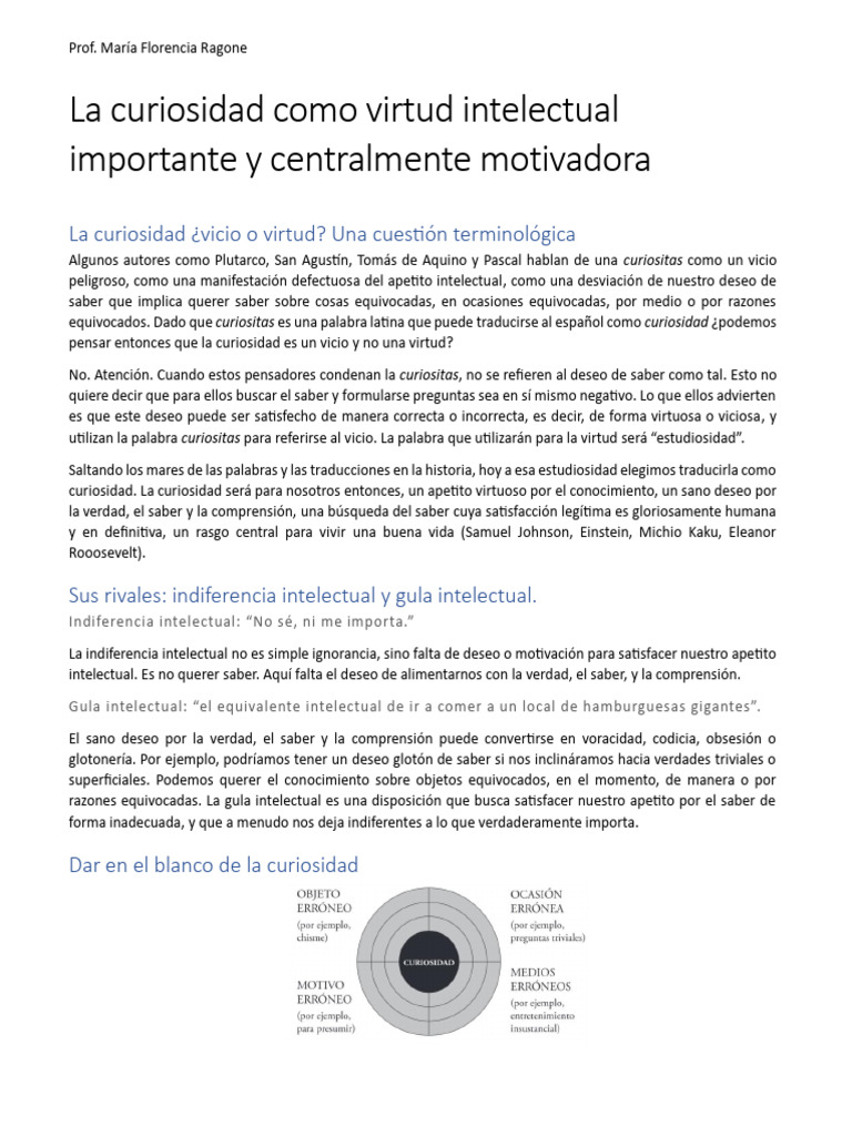 La curiosidad: virtud o vicio intelectual | PDF | Virtud | Conocimiento