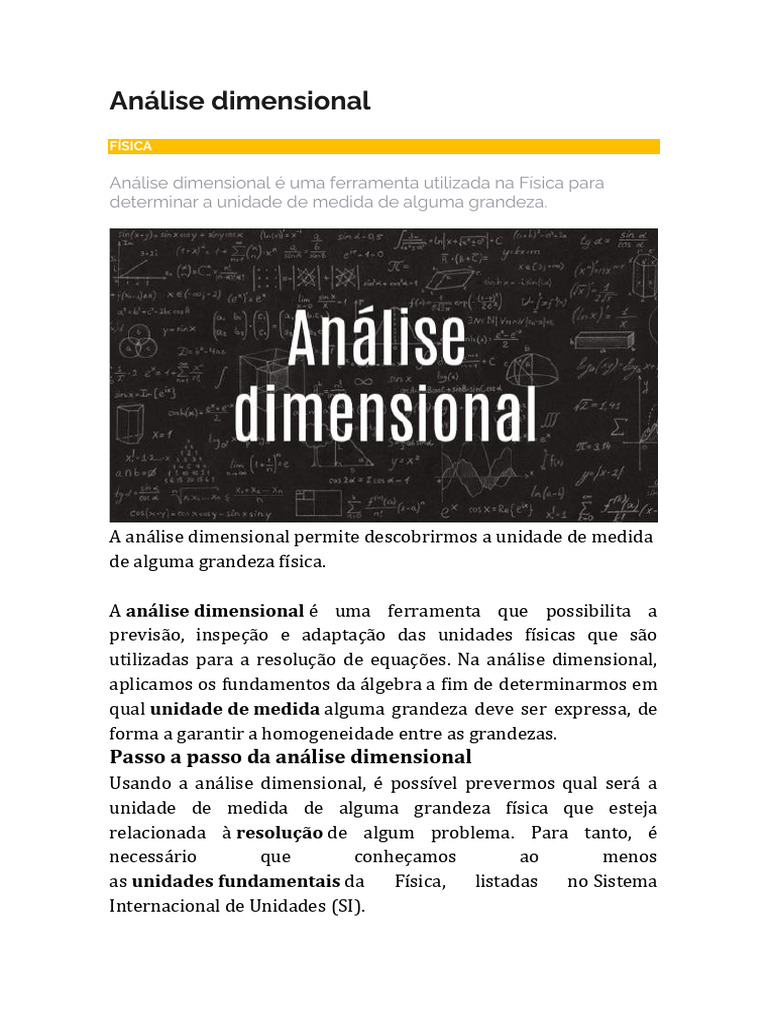 Análise Dimensional | PDF | Sistema internacional de unidades | Quilograma