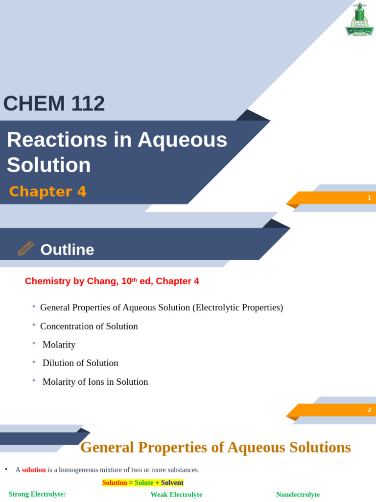 Chemistry Solutions Guide | PDF | Dissociation (Chemistry) | Aqueous Solution